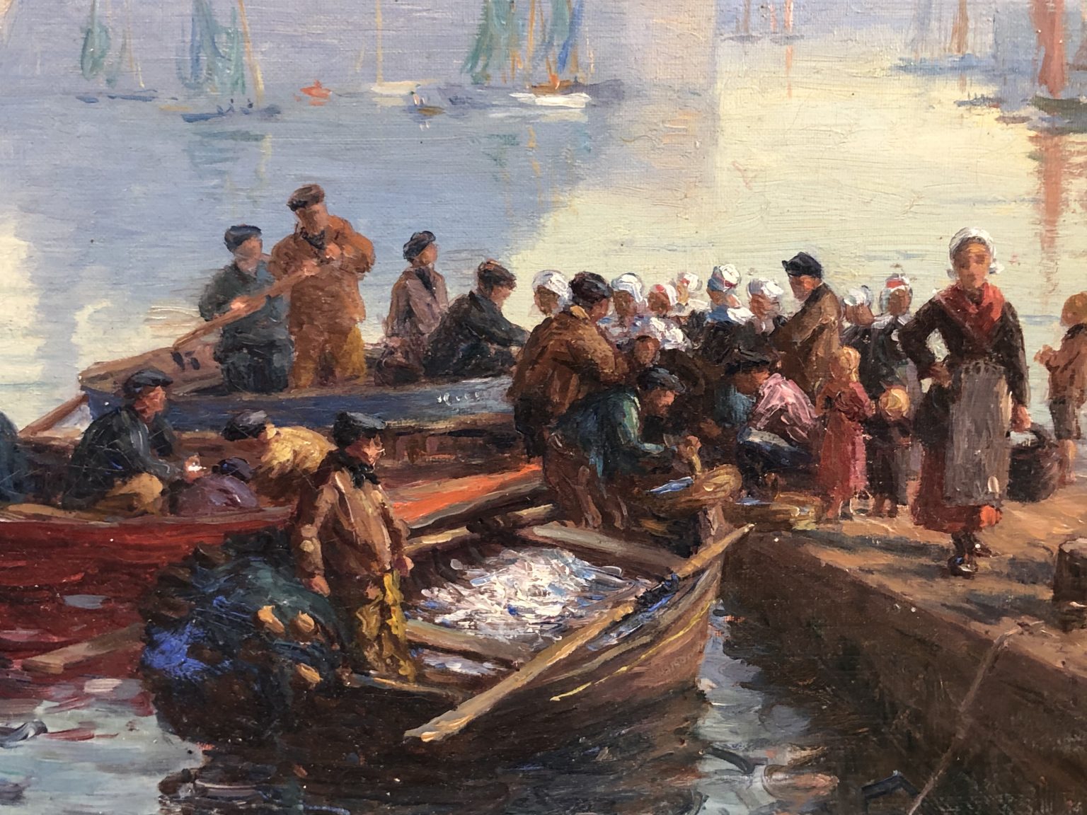 Le retour des barques sardinière dans le port de Concarneau, Alfred ...